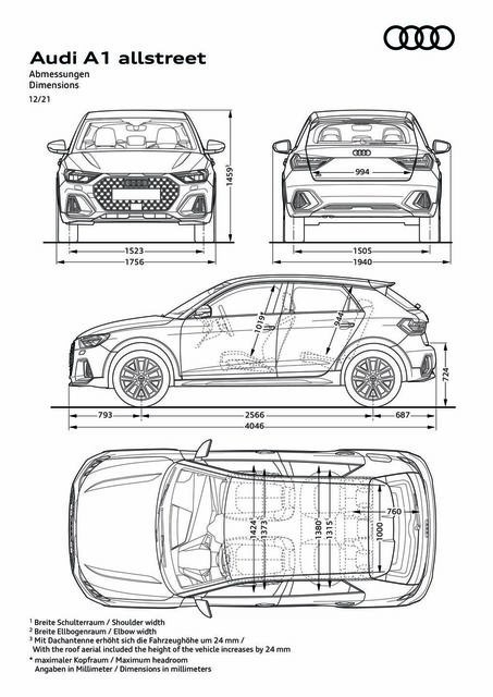 Abmessungen A1 allstreet | Audi MediaCenter