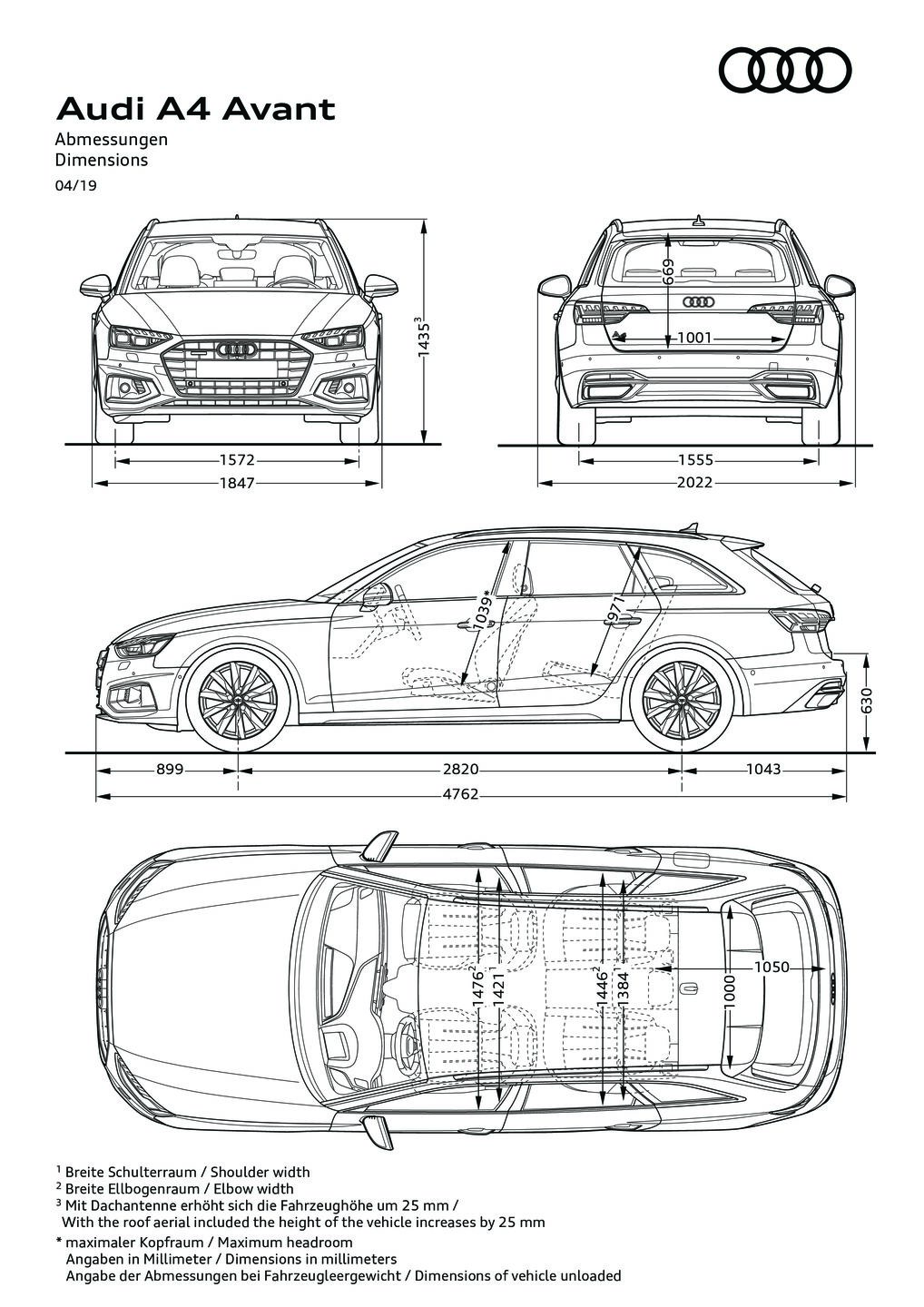 Dimensions A4 Avant Audi MediaCenter Dimensions A4 Avant Audi MediaCenter
